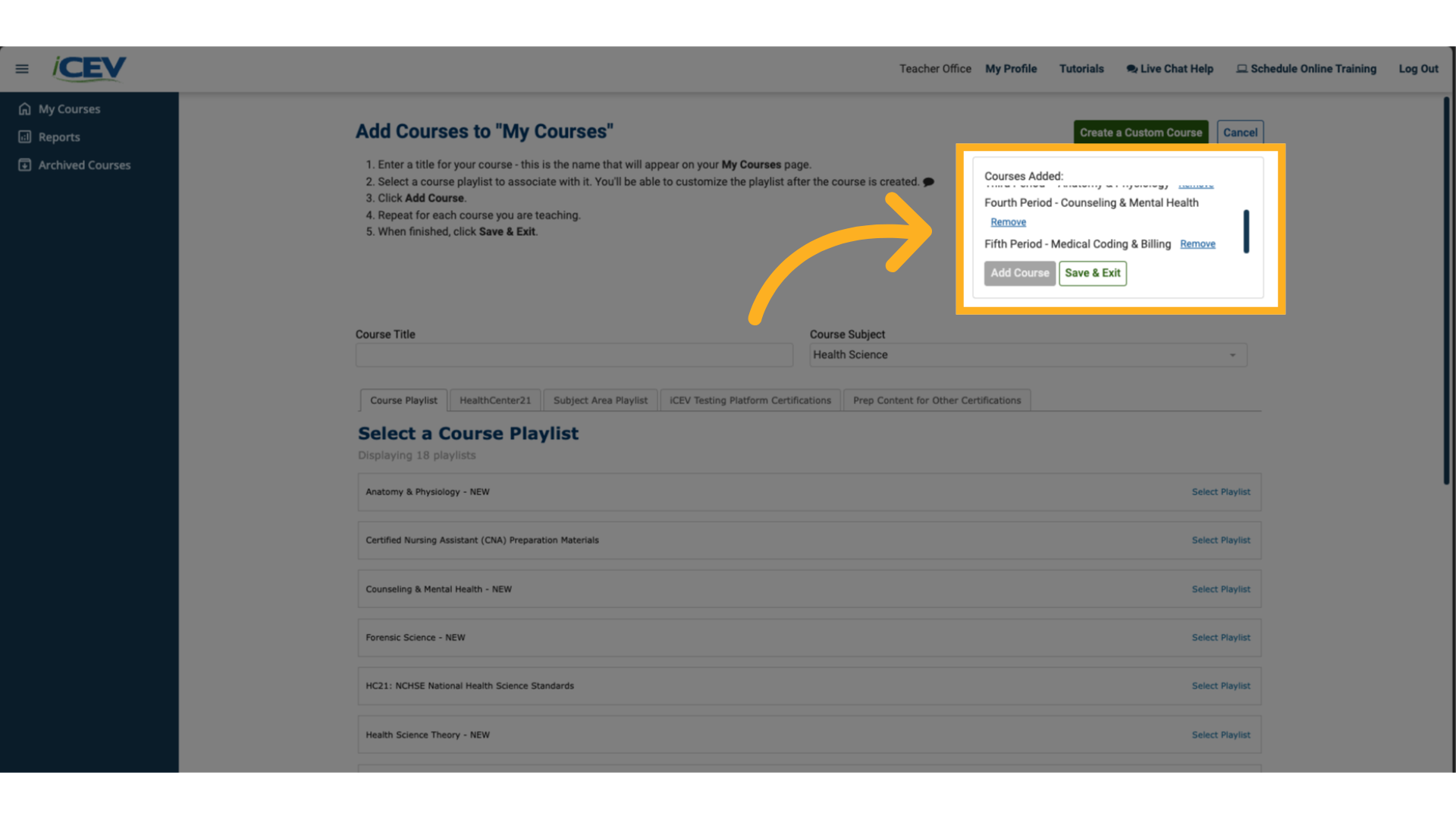 Setting Up Your 'My Courses' Page