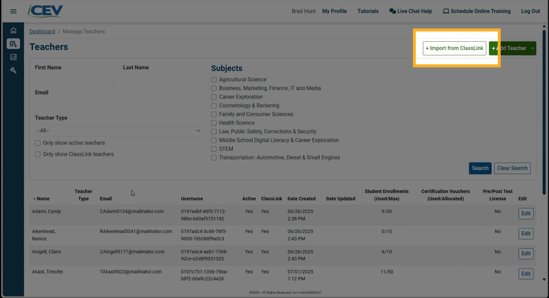 Org Admin: Importing Teachers from Cleveror ClassLink