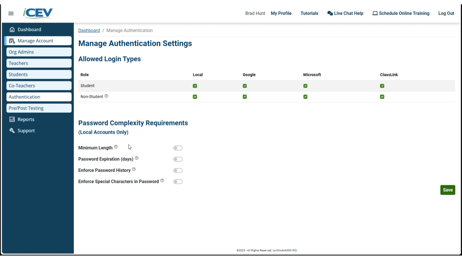 Org Admin: Managing Password Complexity
