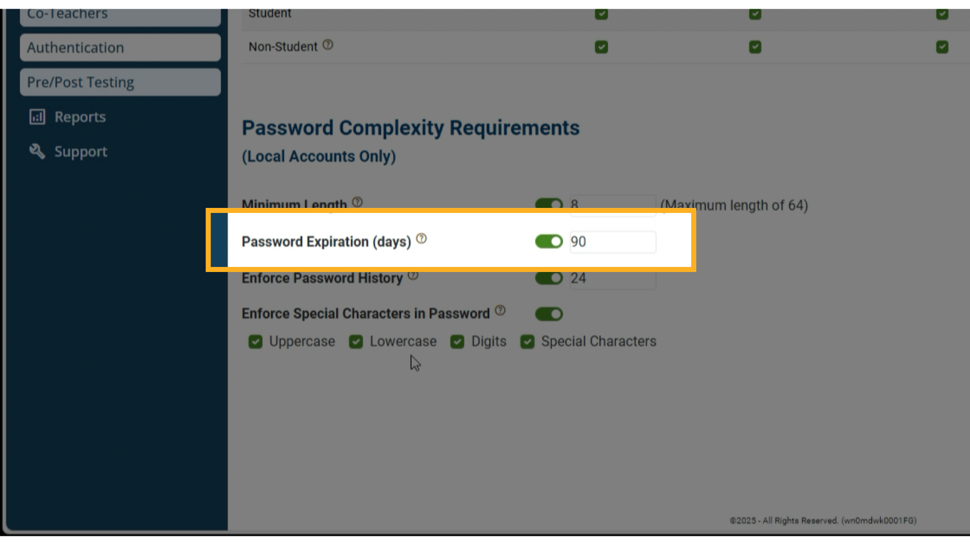Org Admin: Managing Password Complexity