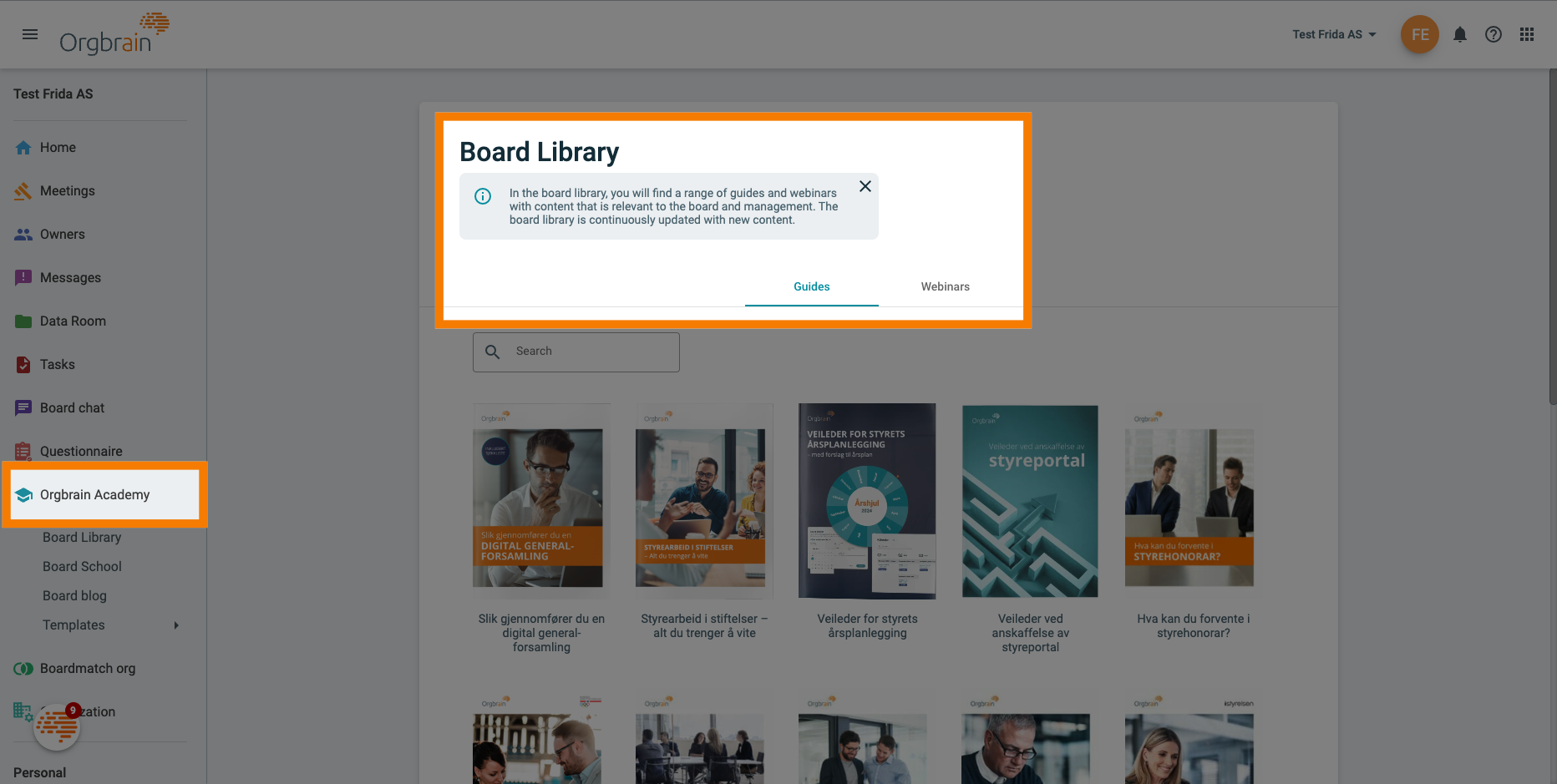 Orgbrain Board Portal – Overview