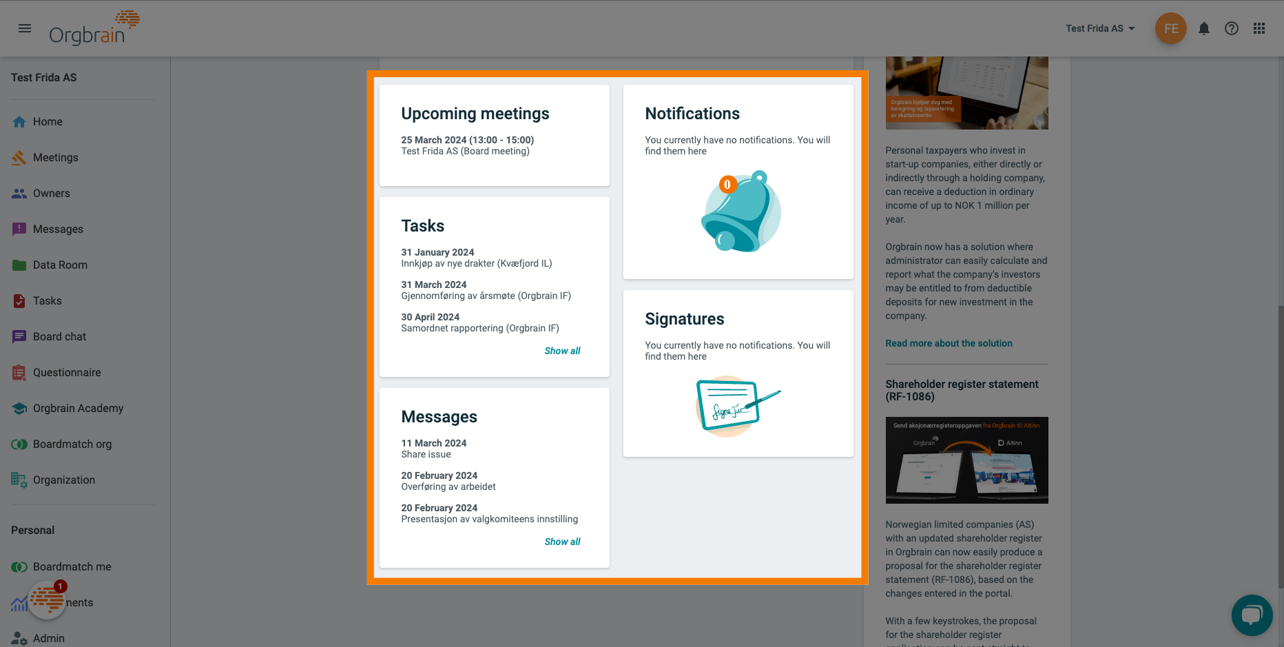 Orgbrain Board Portal – Overview