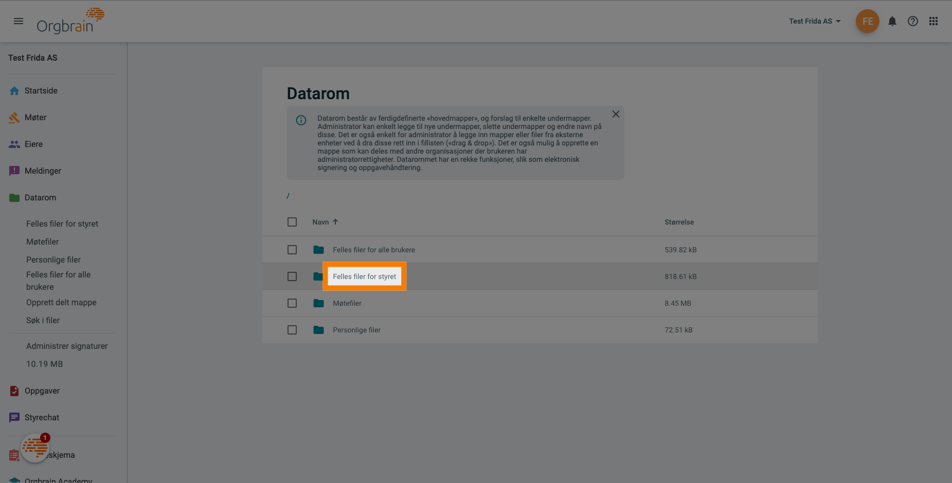 Last opp filer i Datarom