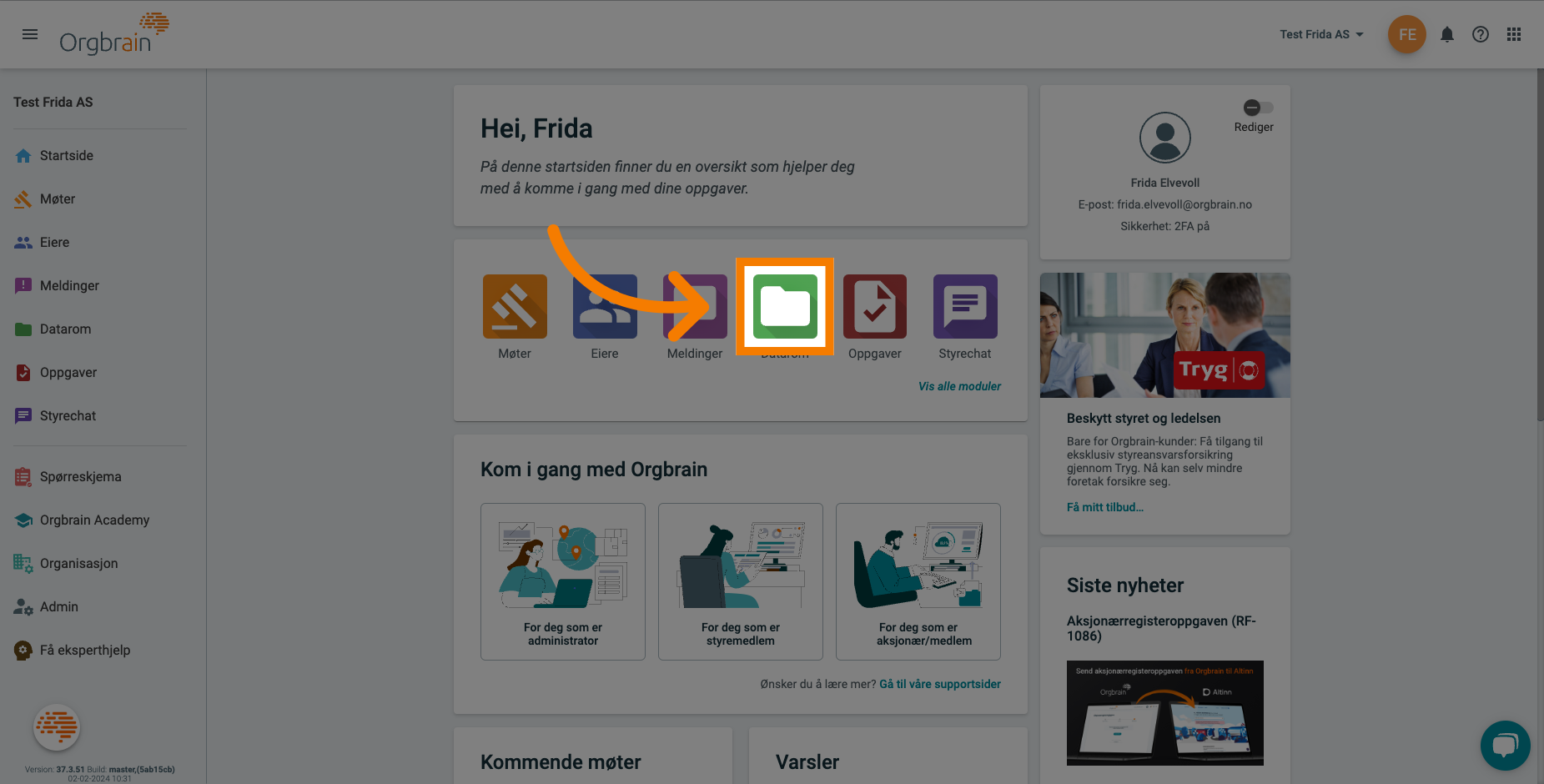 Last opp filer i Datarom