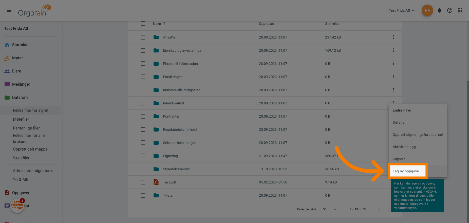 Lag oppgaver til mapper og filer