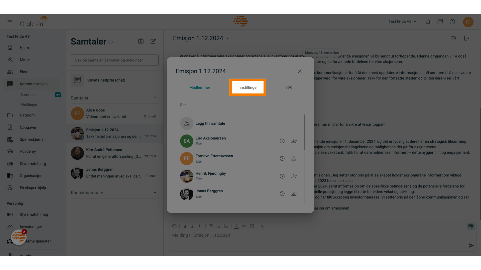 Innstillinger og tips i Samtaler