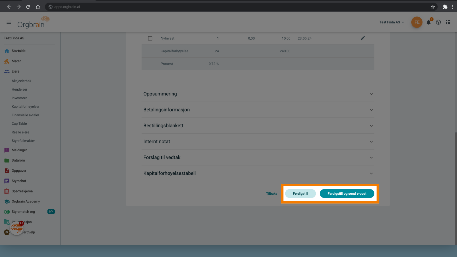 Opprett ny kapitalforhøyelse