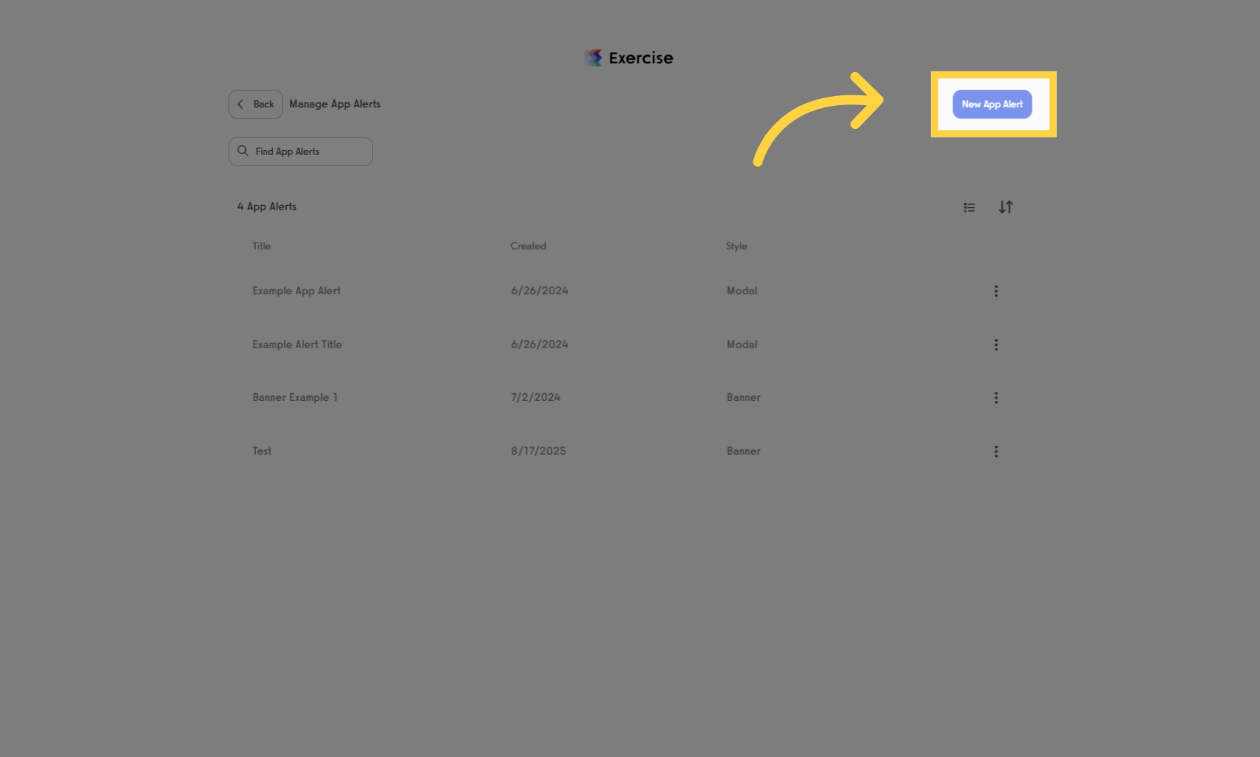 How to Create an App Alert | Exercise.com Knowledge Base