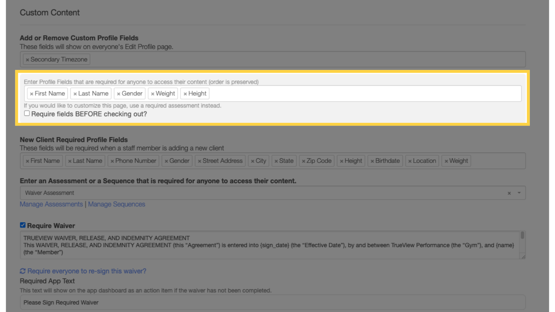How to Set the Order of Required Profile Fields | Exercise.com Knowledge Base