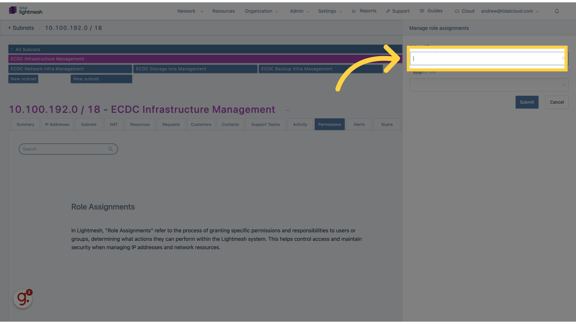 User Permission In Subnets Tidal Lightmesh User Guides