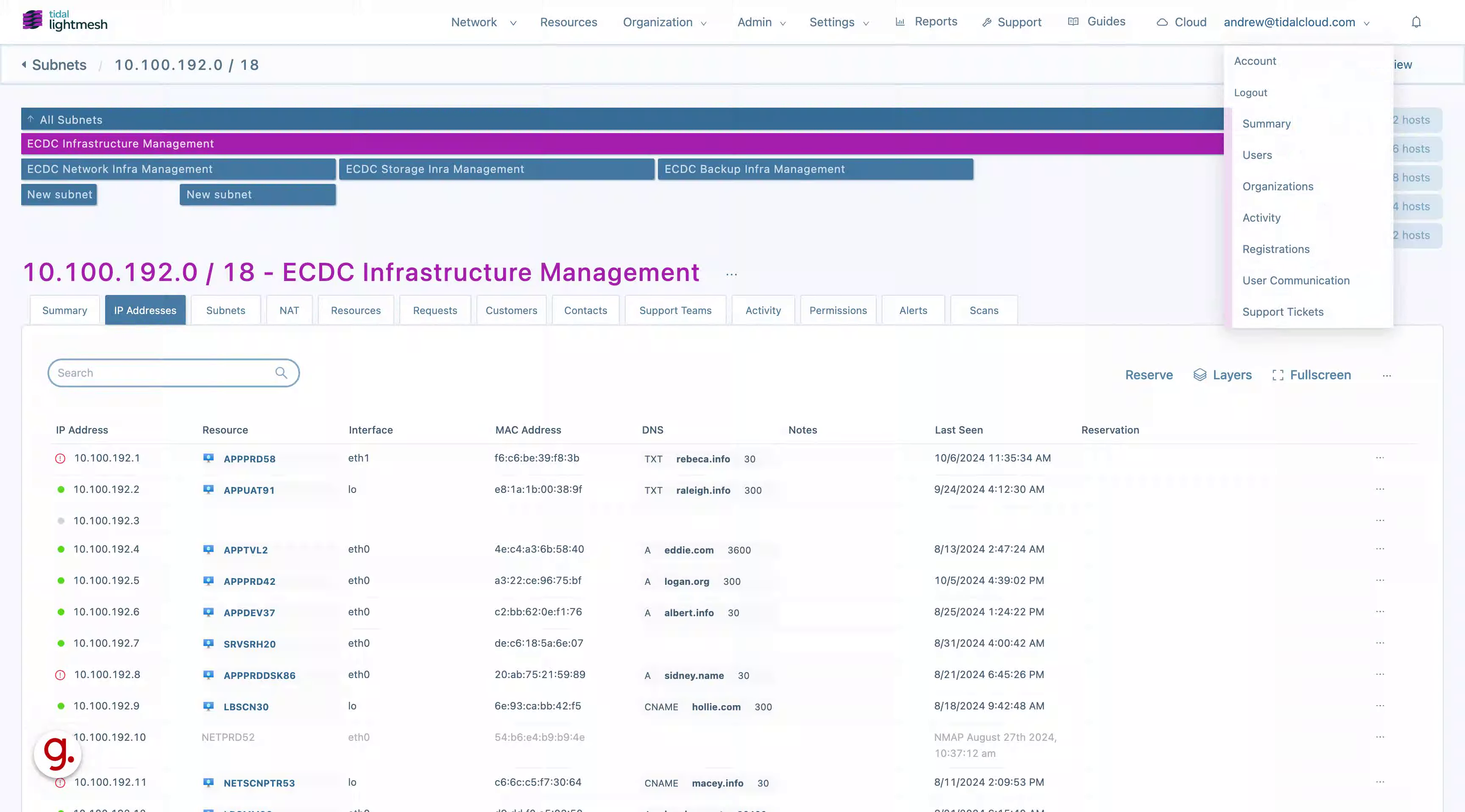 IP Assignment within Subnet | Tidal LightMesh User Guides