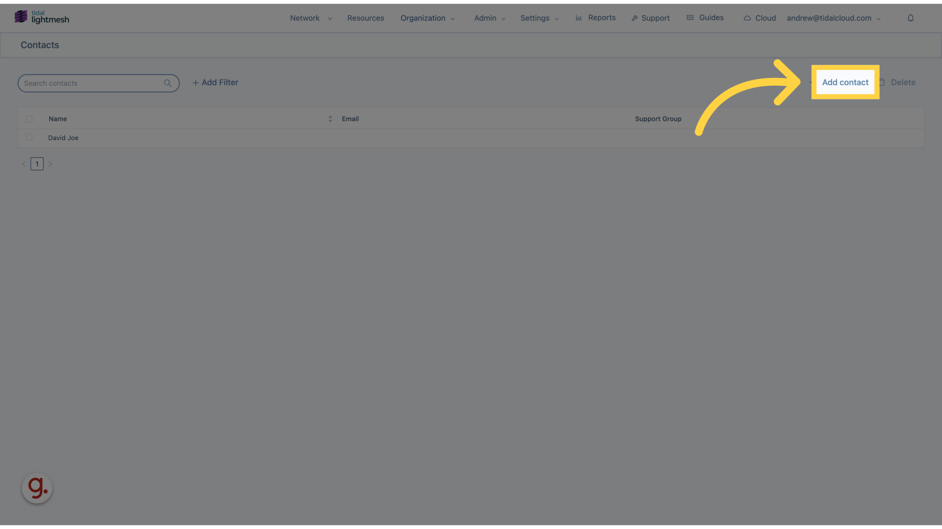 New Contact | Tidal LightMesh User Guides