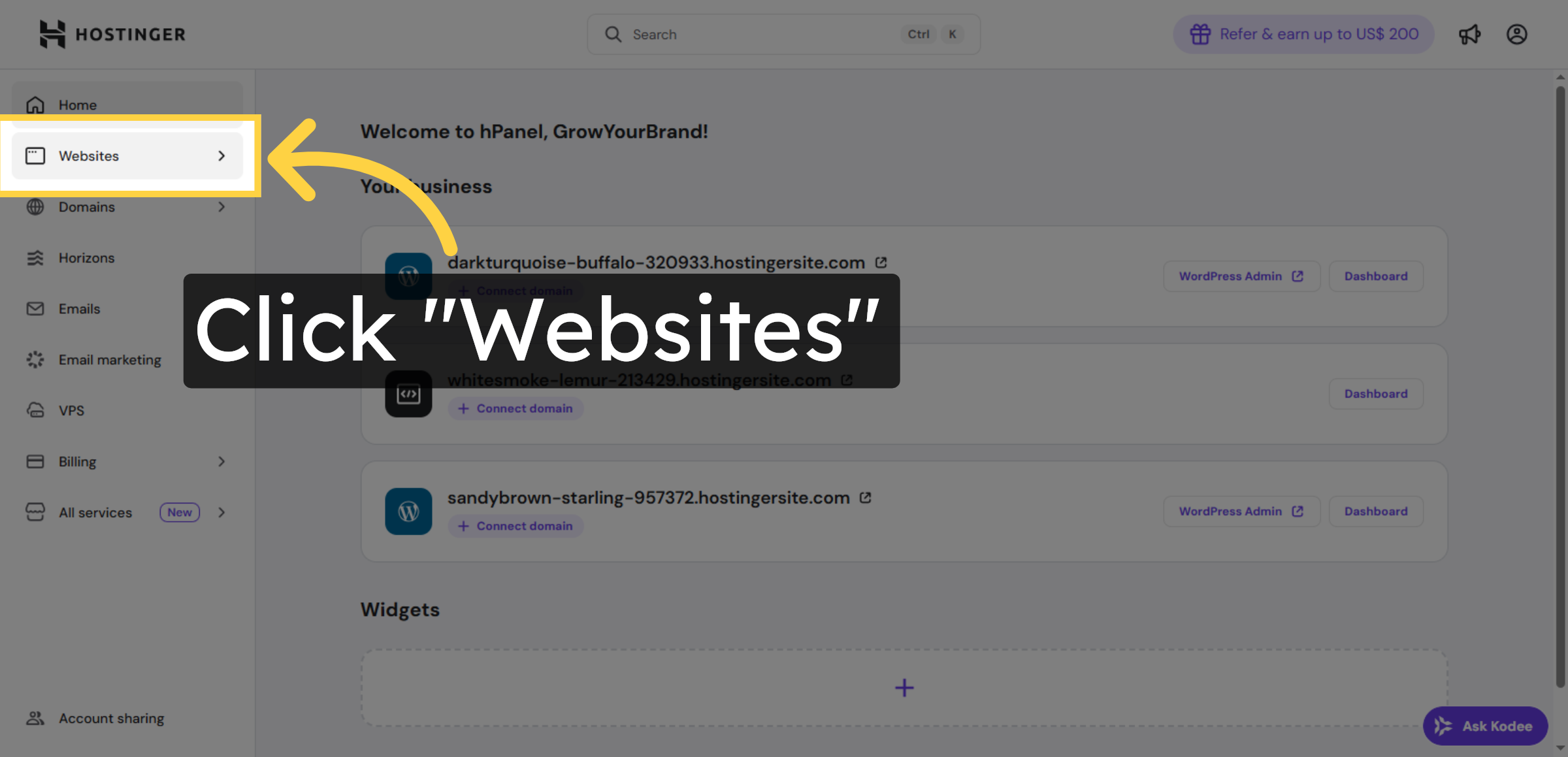 Access WordPress Admin Panel from Hostinger Dashboard