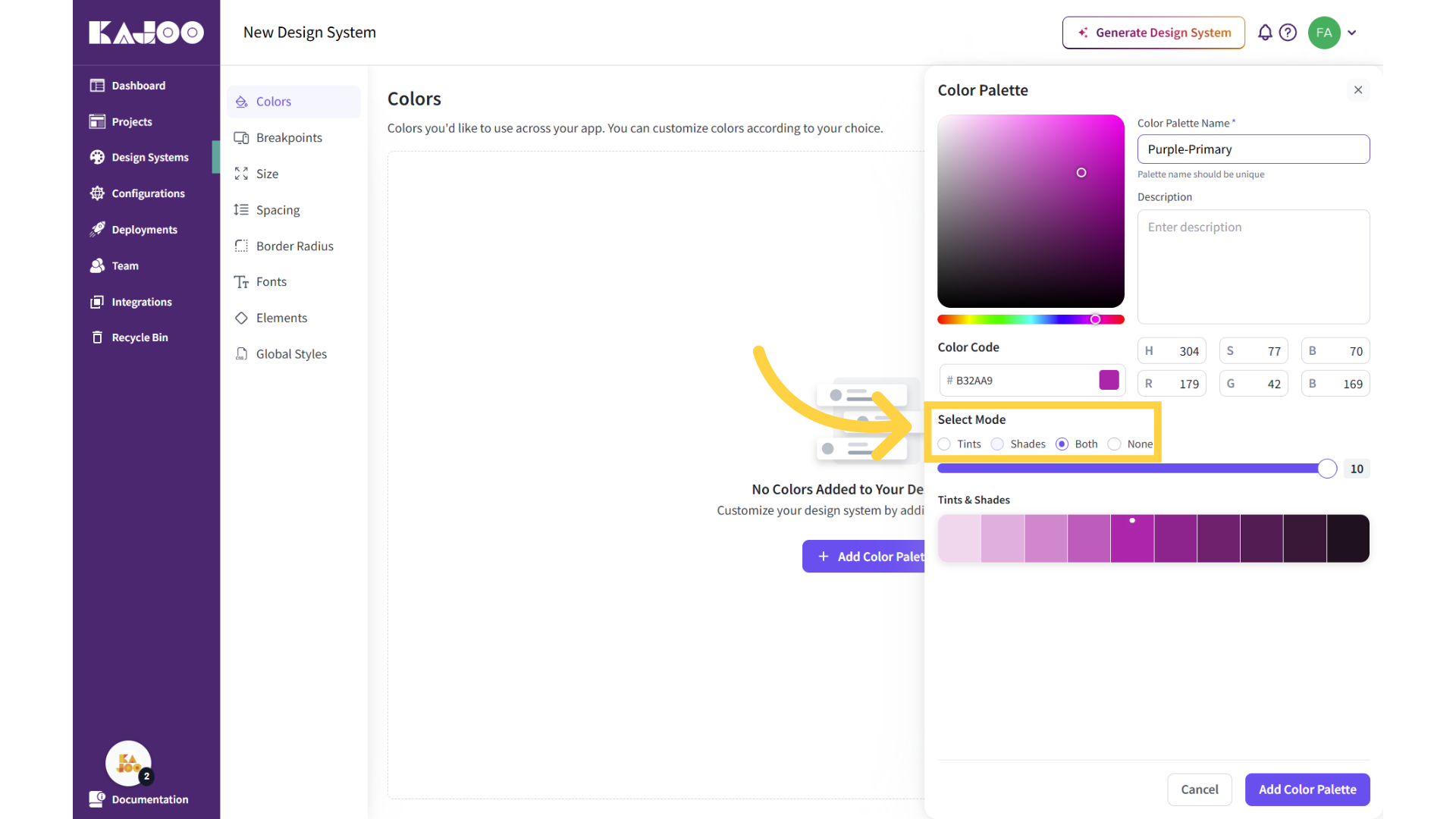 Adding Color Palettes to your Design System