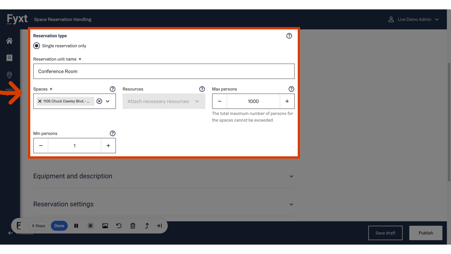 Modify Reservation units