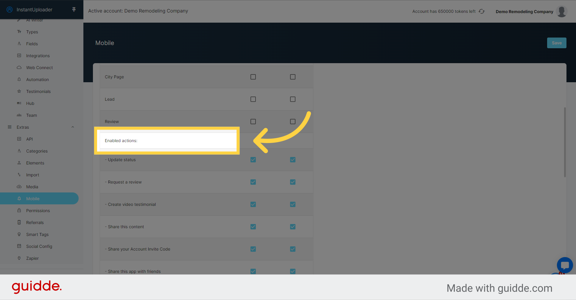 Mobile App Configuration | InstantUploader