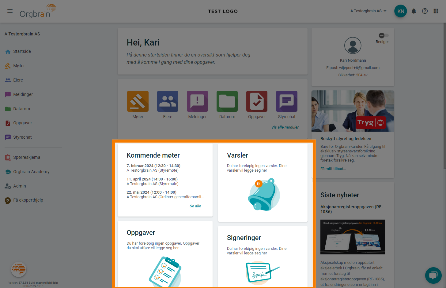 Hvordan komme i gang med Orgbrain for deg som er styremedlem?
