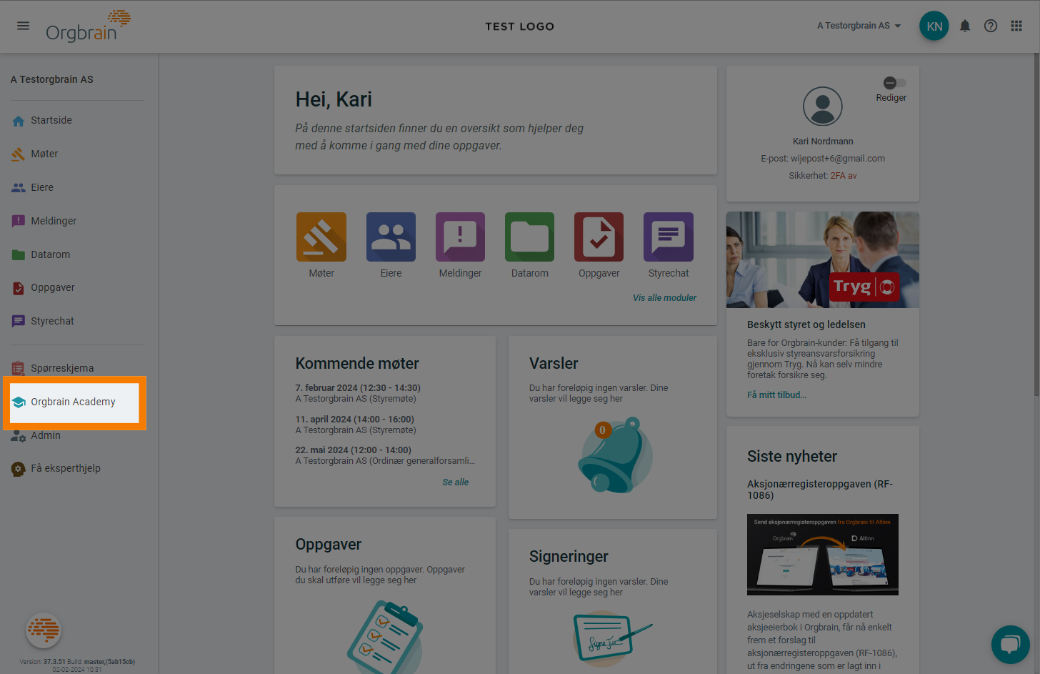 Hvordan komme i gang med Orgbrain for deg som er styremedlem?