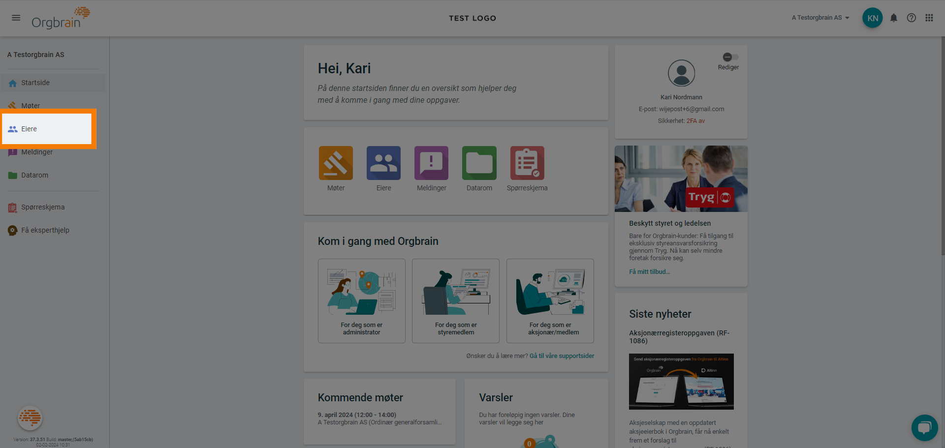 Hvordan komme i gang med Orgbrain for deg som er aksjonær/medlem?