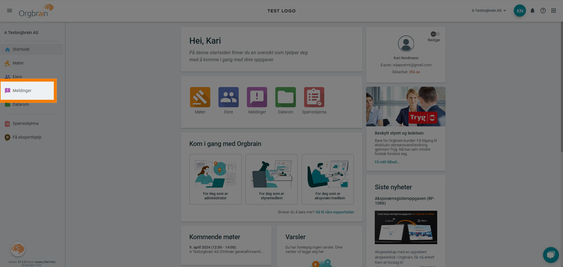 Hvordan komme i gang med Orgbrain for deg som er aksjonær/medlem?