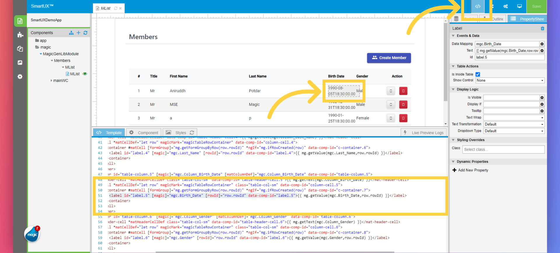 Lesson 8: Use of DatePipe for Date Column format and Creating a Dynamic Property for Widgets ...