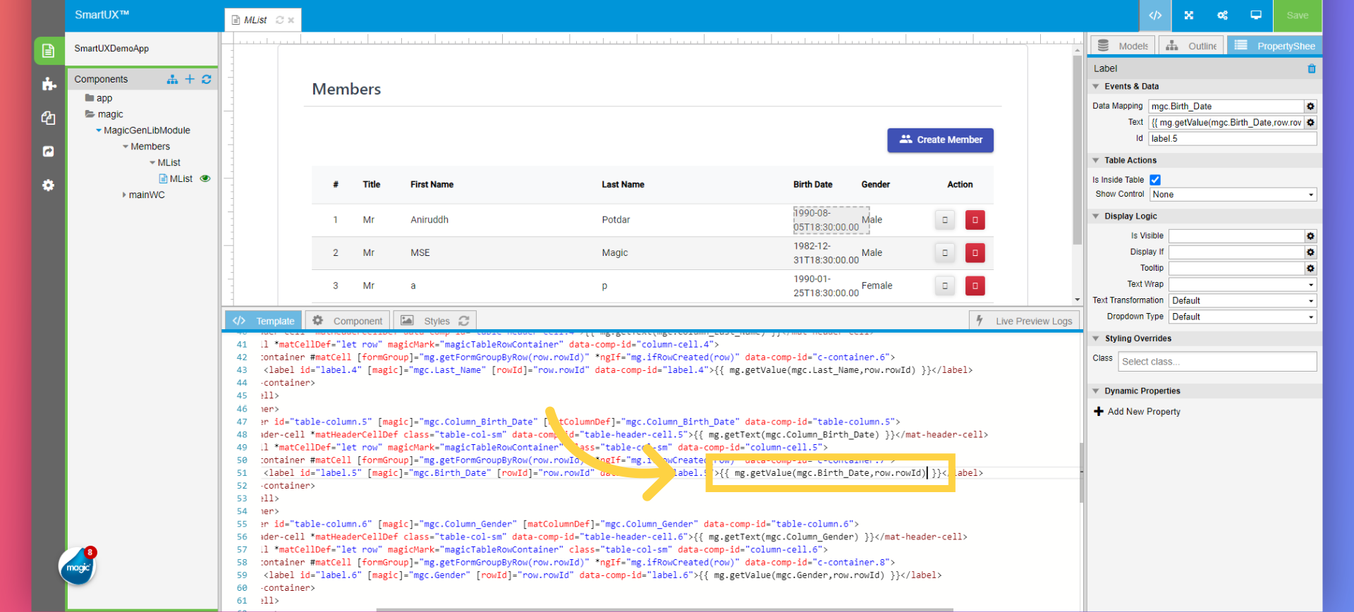 Lesson 8: Use of DatePipe for Date Column format and Creating a Dynamic Property for Widgets ...