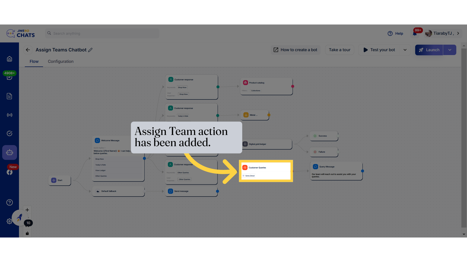 Assign Teams Action In Chatbot