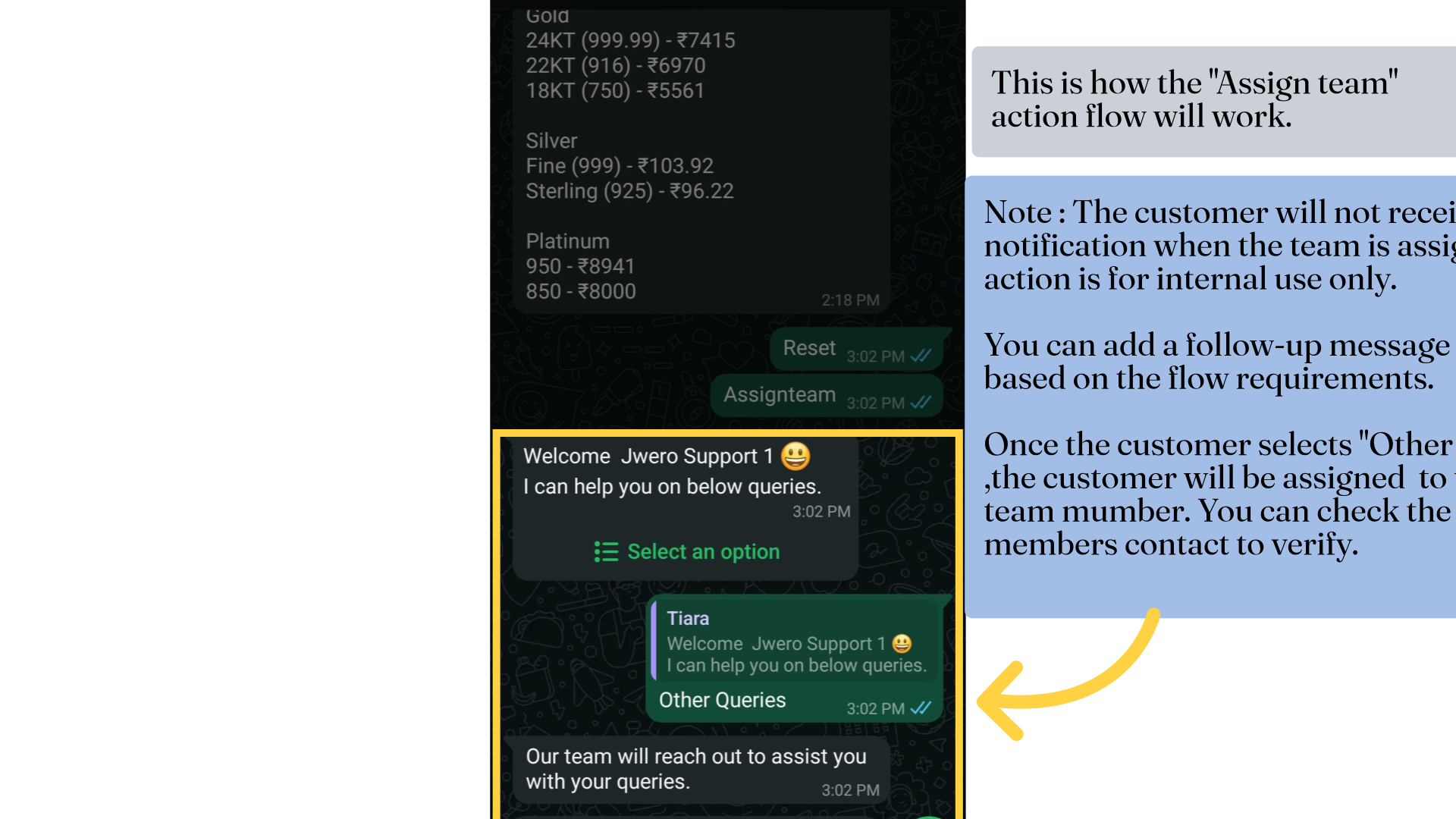 Assign Teams Action In Chatbot