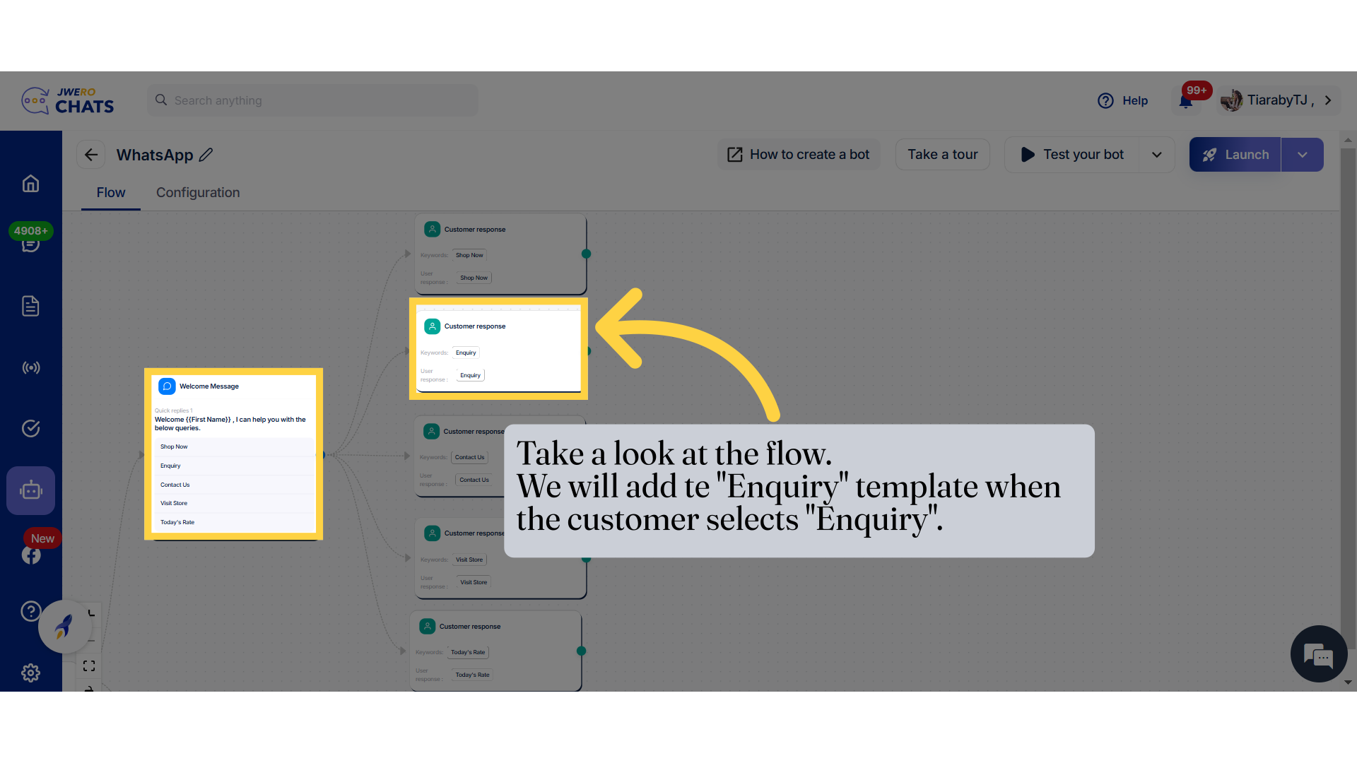 WhatsApp Action In Chatbot