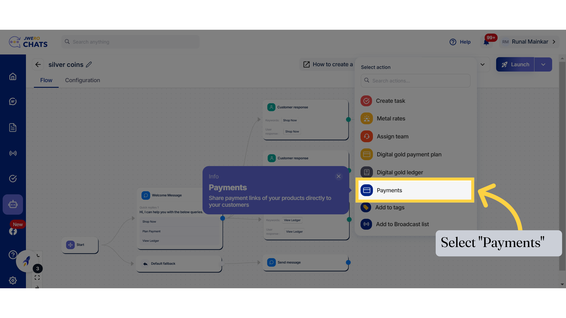 Payments Action In Chatbot