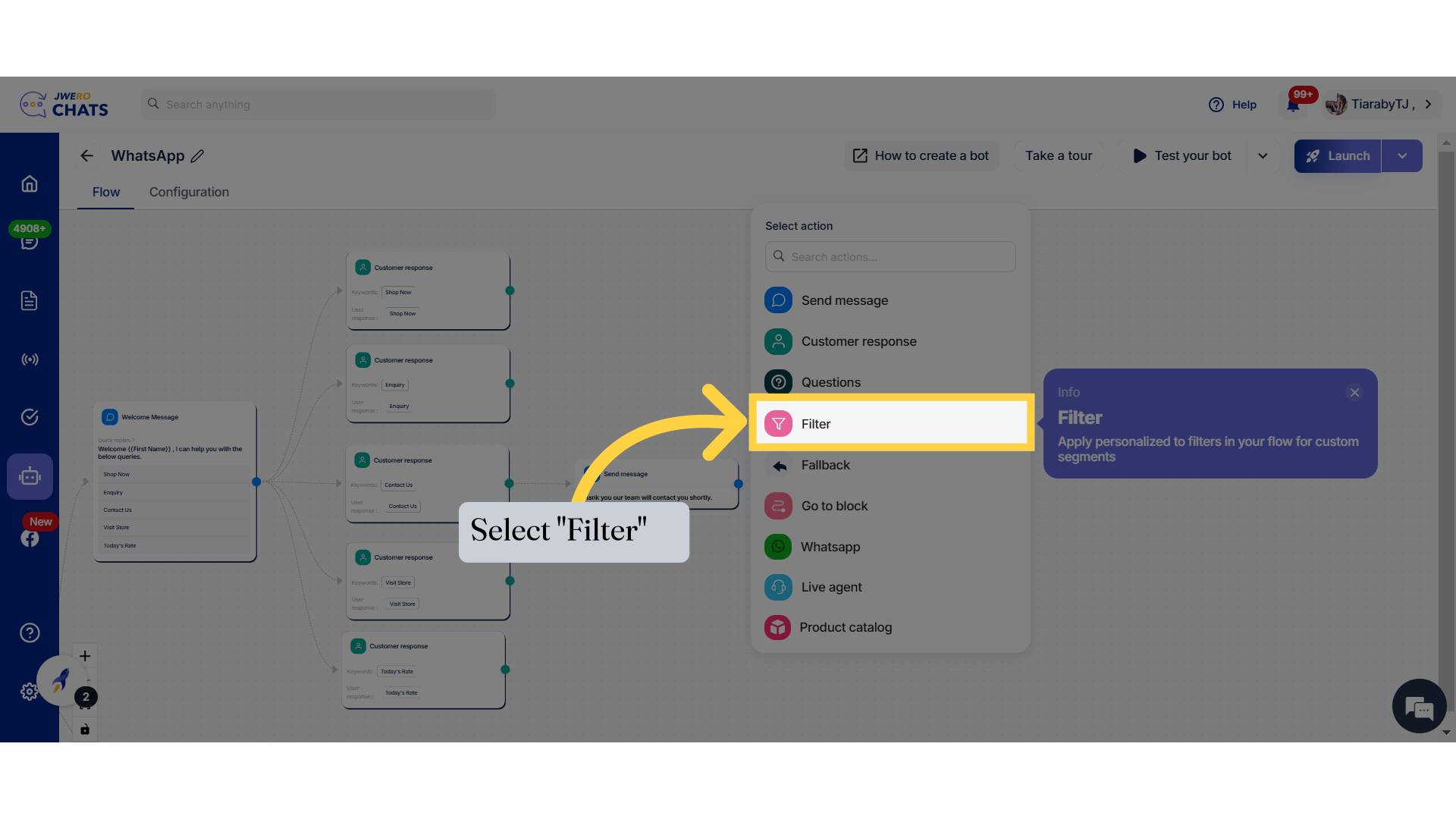 Filter Action In Chatbot