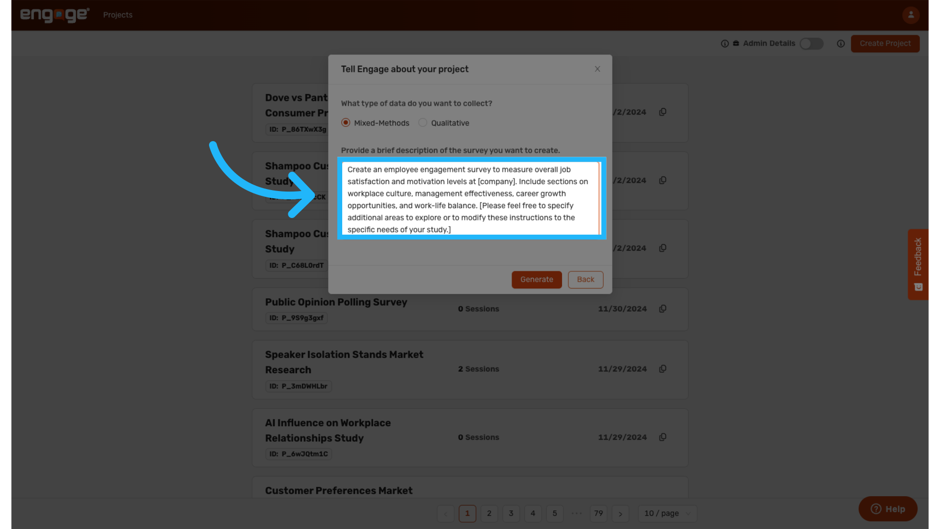 Create a Project Using a Template – Engage