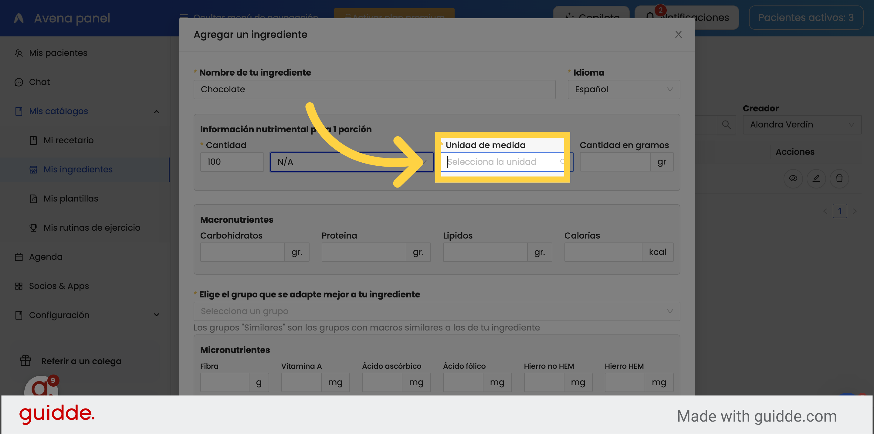 Cómo agrego un ingrediente a mis recetas nutricionales – Avena Salud