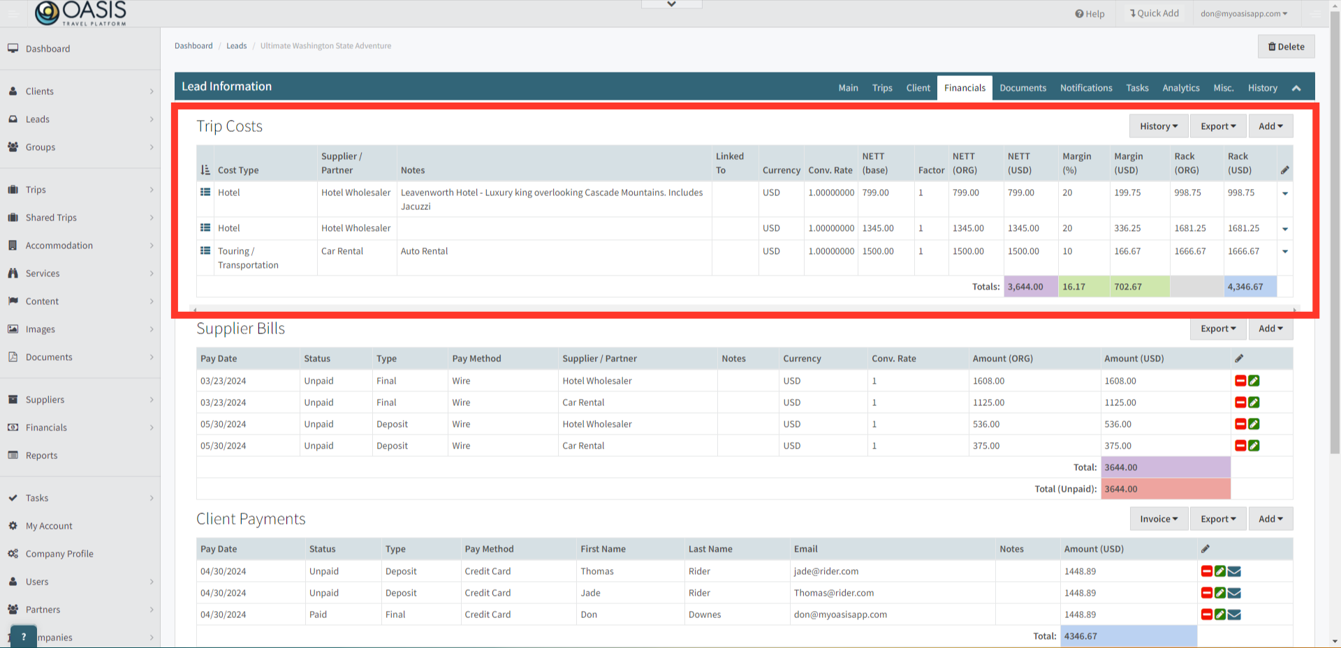 How to add partner commissions to a trip