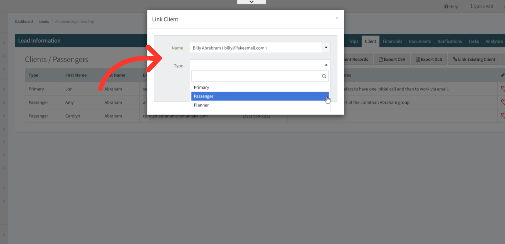 How to Link a Client to a Lead Booking