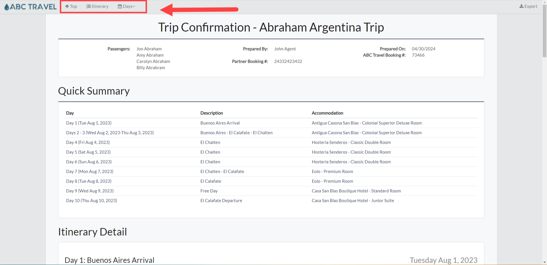 How to View a Trip Itinerary
