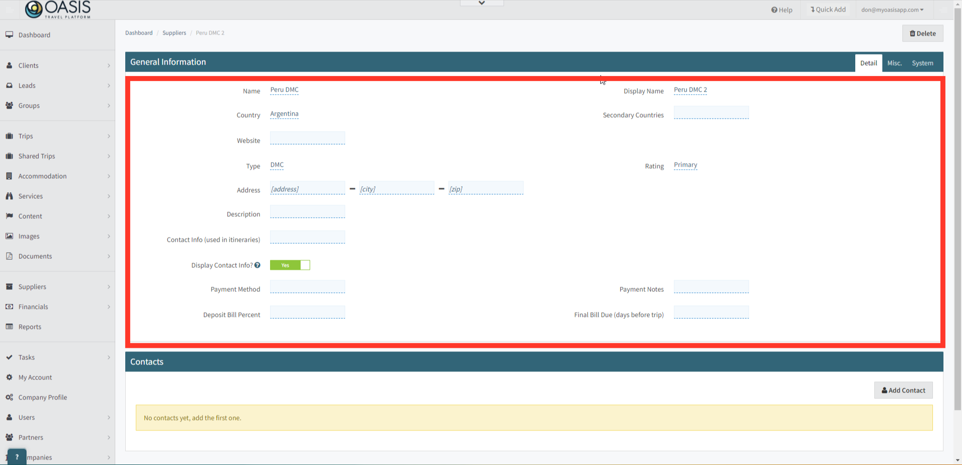 How to create a supplier record