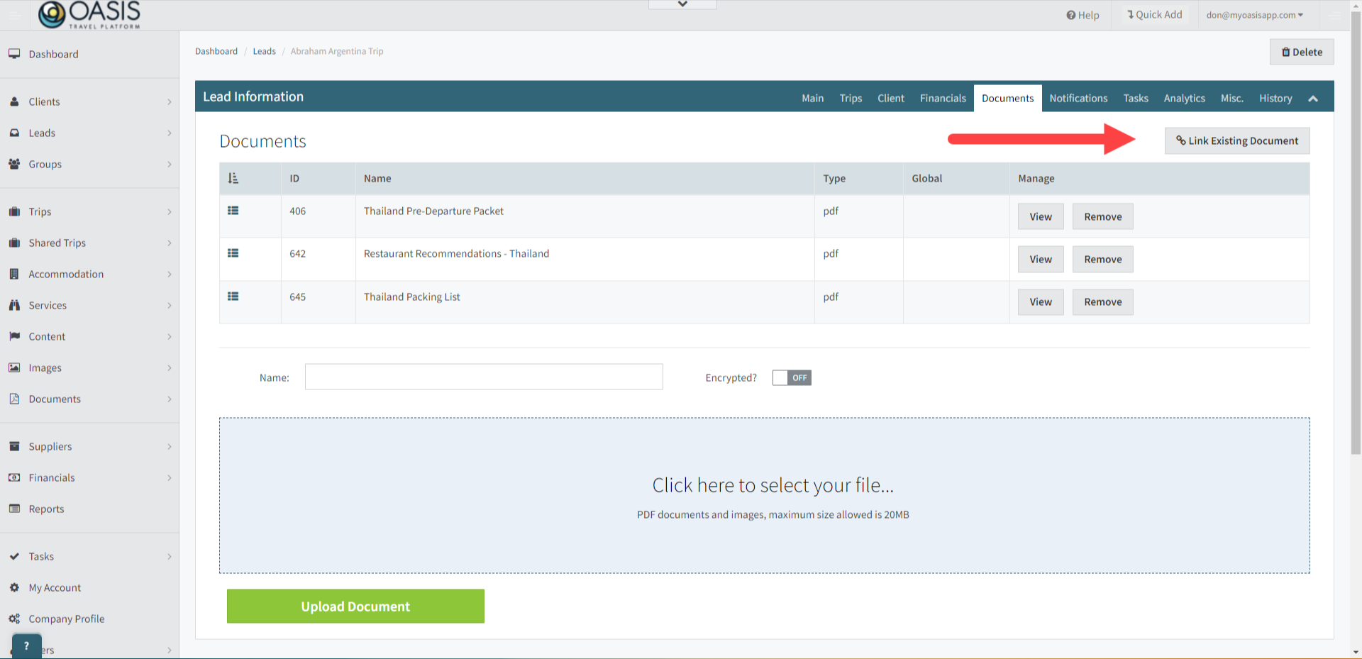 How to Add Documents, PDFs & Images to a Lead Booking