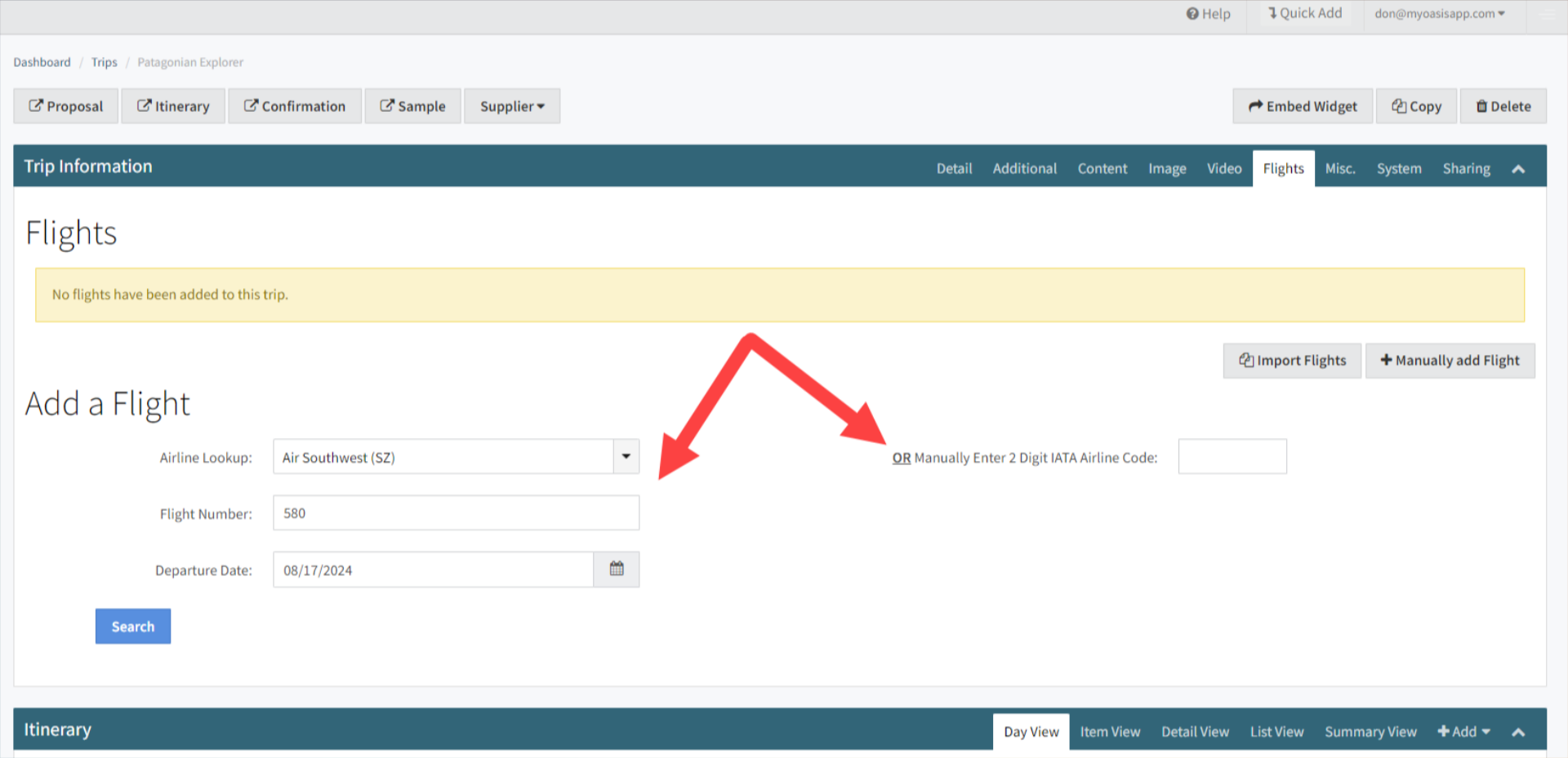 How to Add a Flight to a Trip and Receive Status Updates