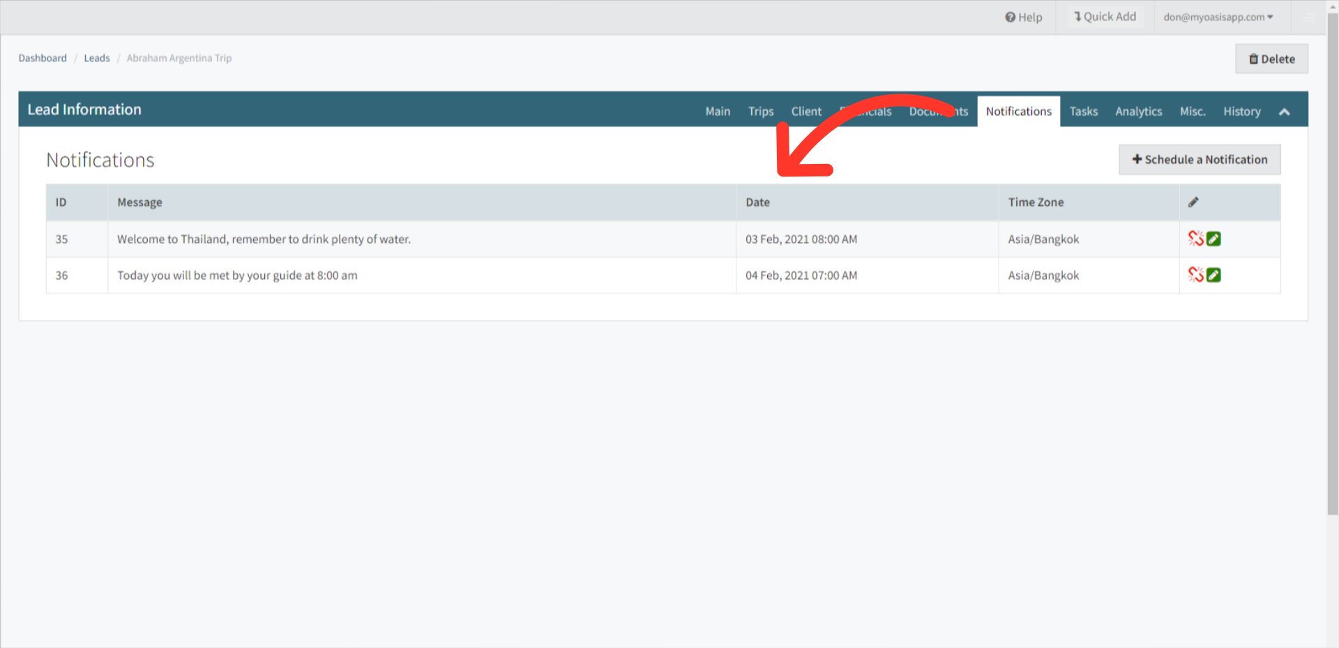 How to Schedule Passenger Notifications