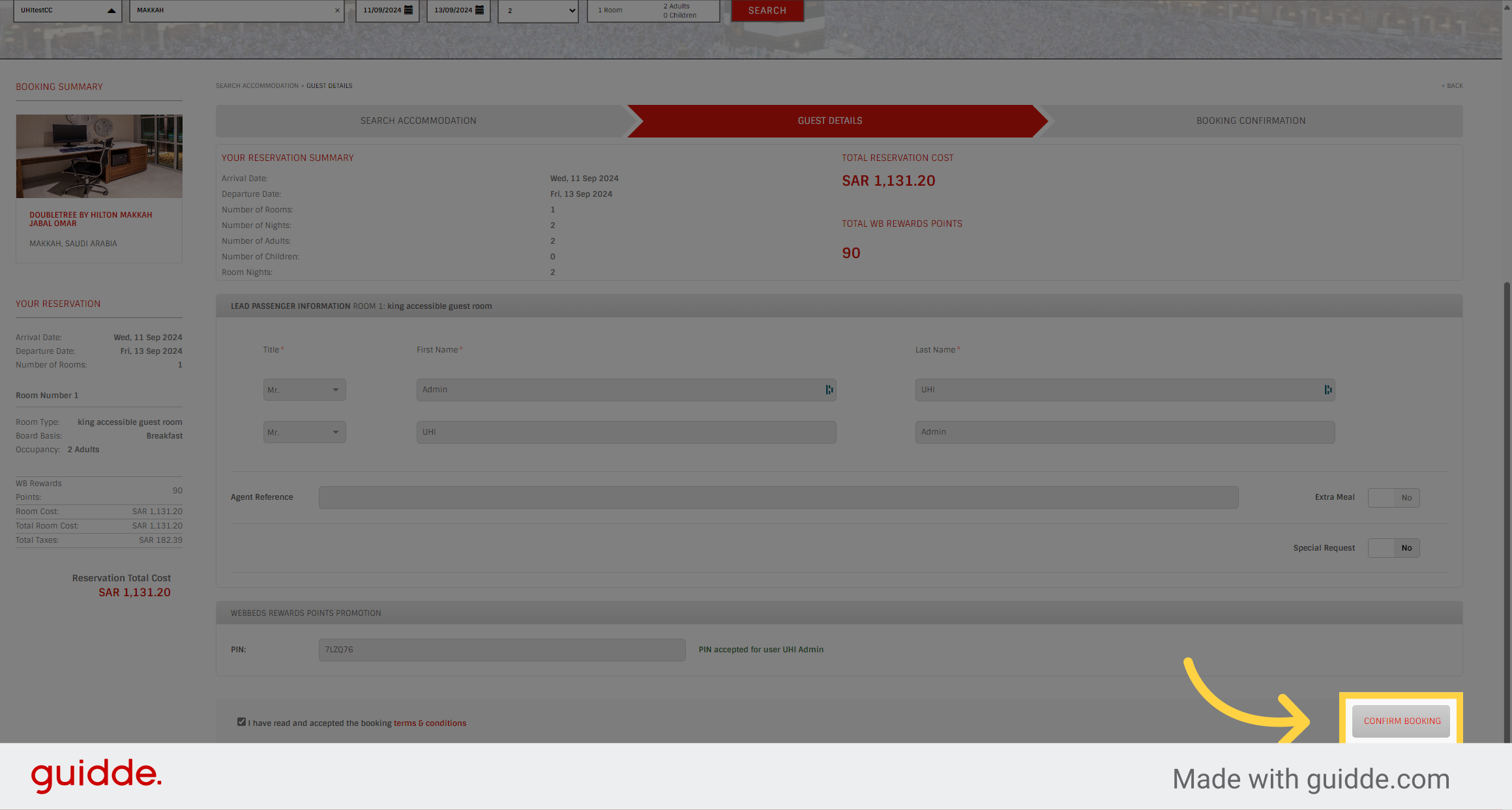 Booking with Loyalty Pin