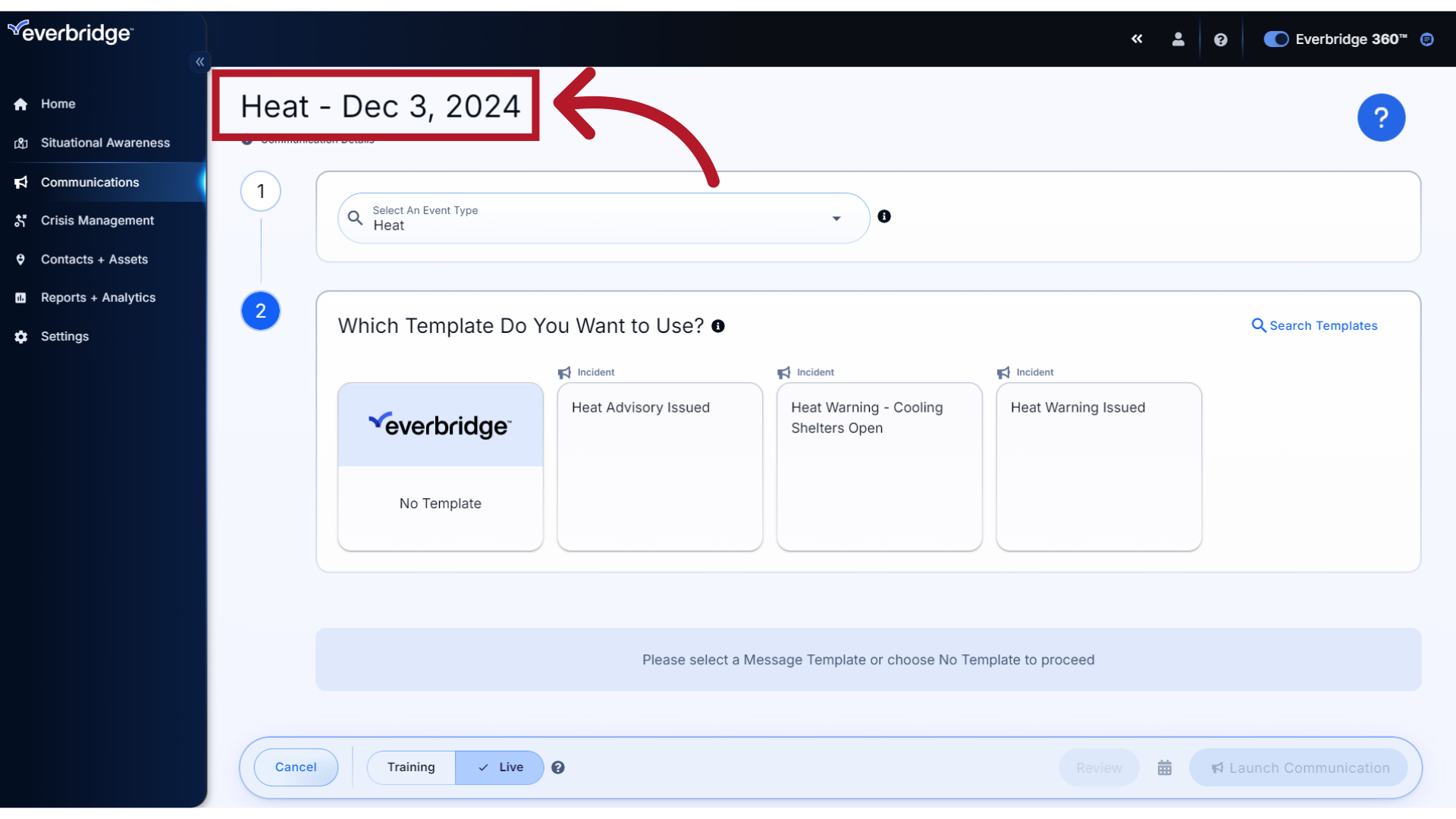 360™: How to Launch a Communication Using a Template – Everbridge
