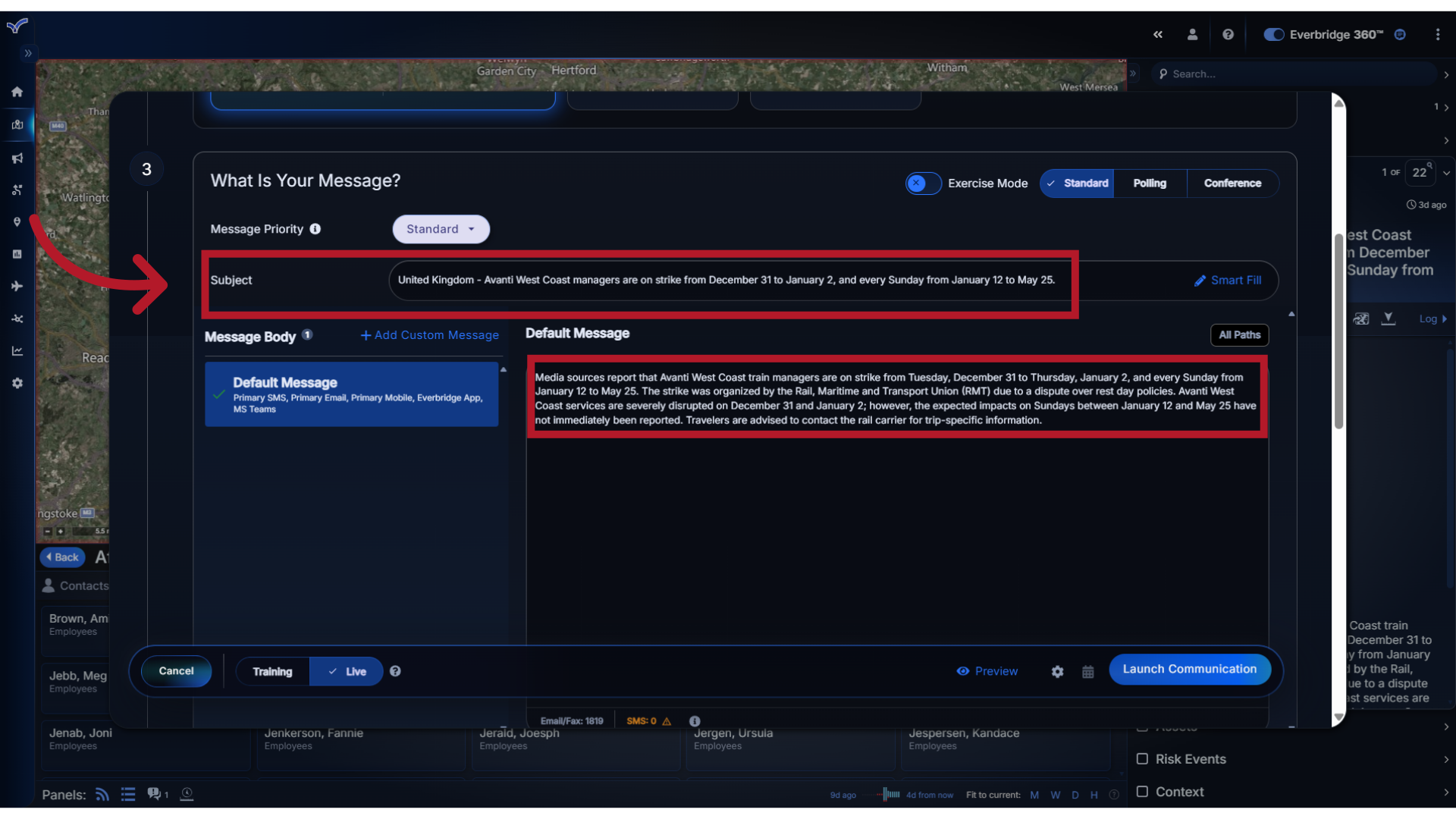 VCC: Launching a Communication From an Alert Without Using a Template – Everbridge